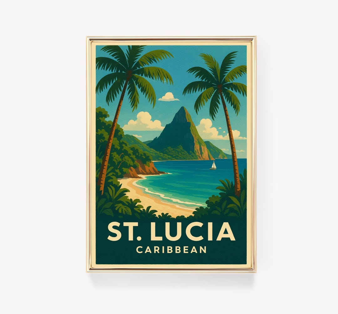 St. Lucia Vintage Travel Poster Canvas Print Wall Art Decor 16x24 - Etsy