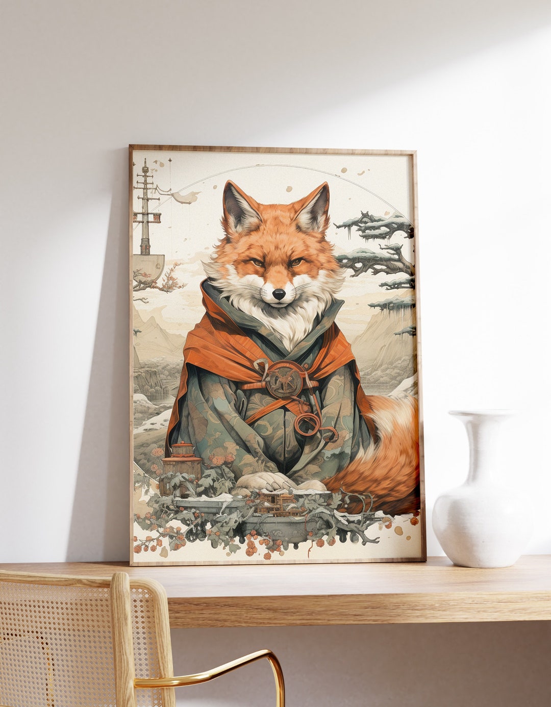 Japanese Fat Fox Poster | Animal Poster | Fat Fox Art Print | Animal ...