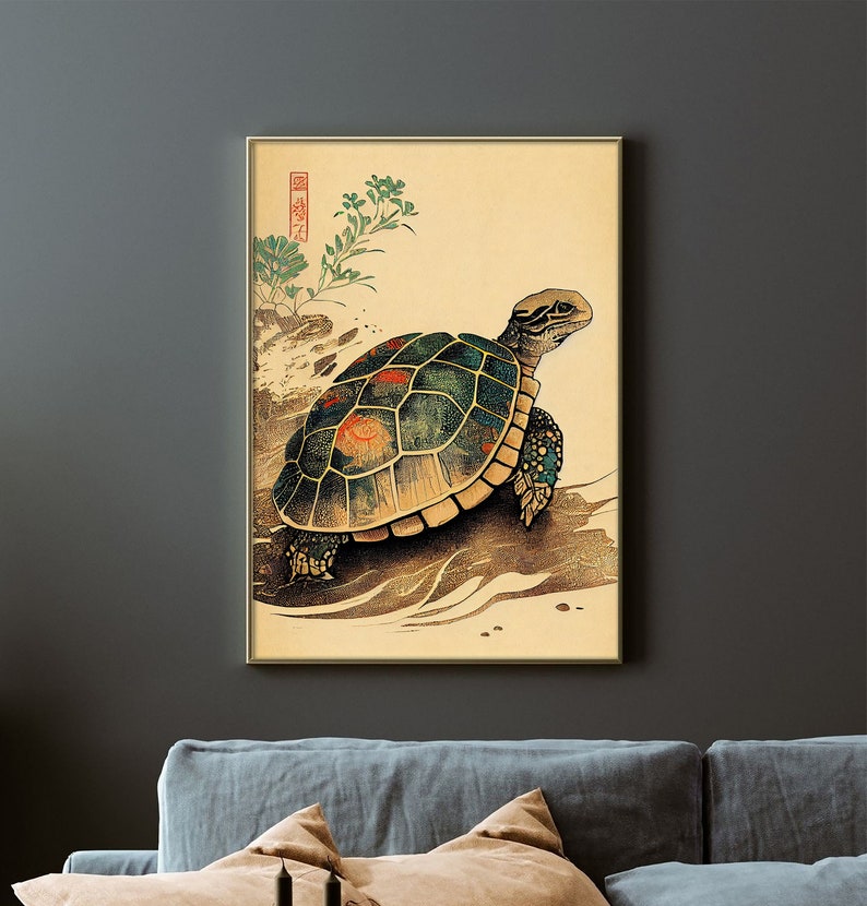 Japanese Turtle Poster Animal Poster Turtle Art Print - Etsy