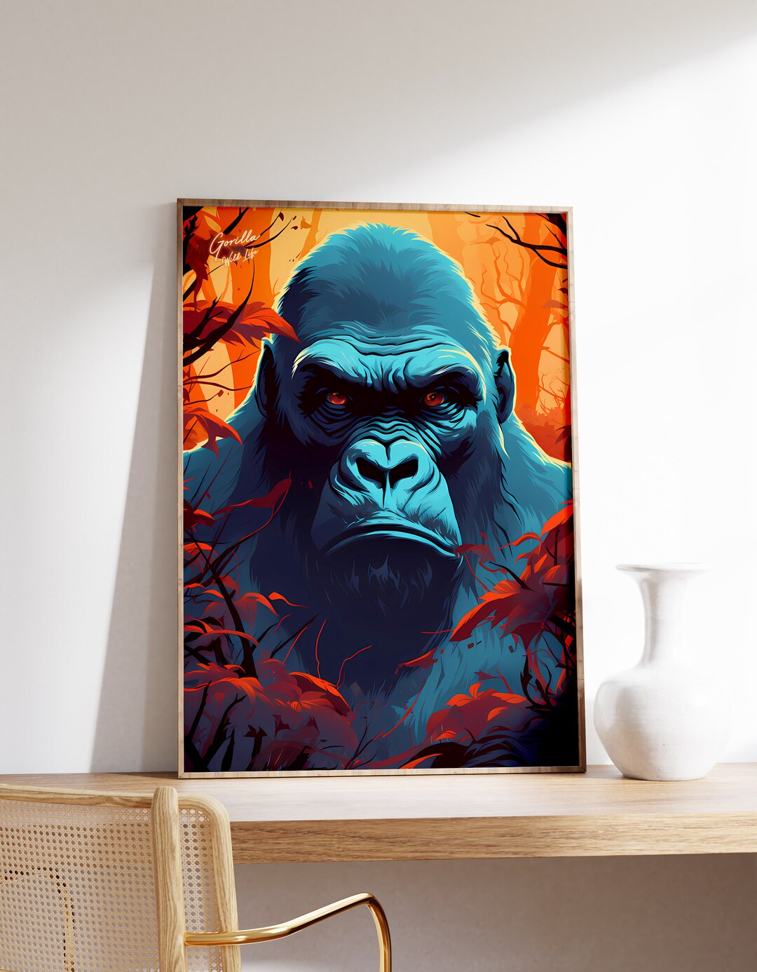 Gorilla Print | Gorilla Poster | Vintage Animal Art | Wild Life Wall ...