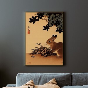 Japanese Rabbit Poster | Animal Poster | Rabbit Art Print | Animal Wall ...
