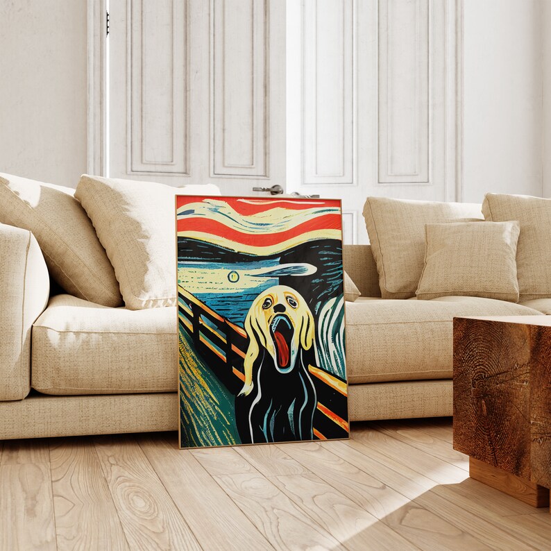 Funny Dog Room Decor | the Scream Dog Poster | Dog Portrait Print ...