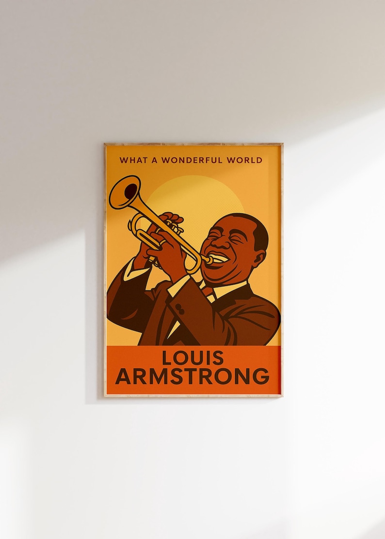 Louis Armstrong Poster | Jazz Trumpet Art | Minimalist Jazz Decor ...