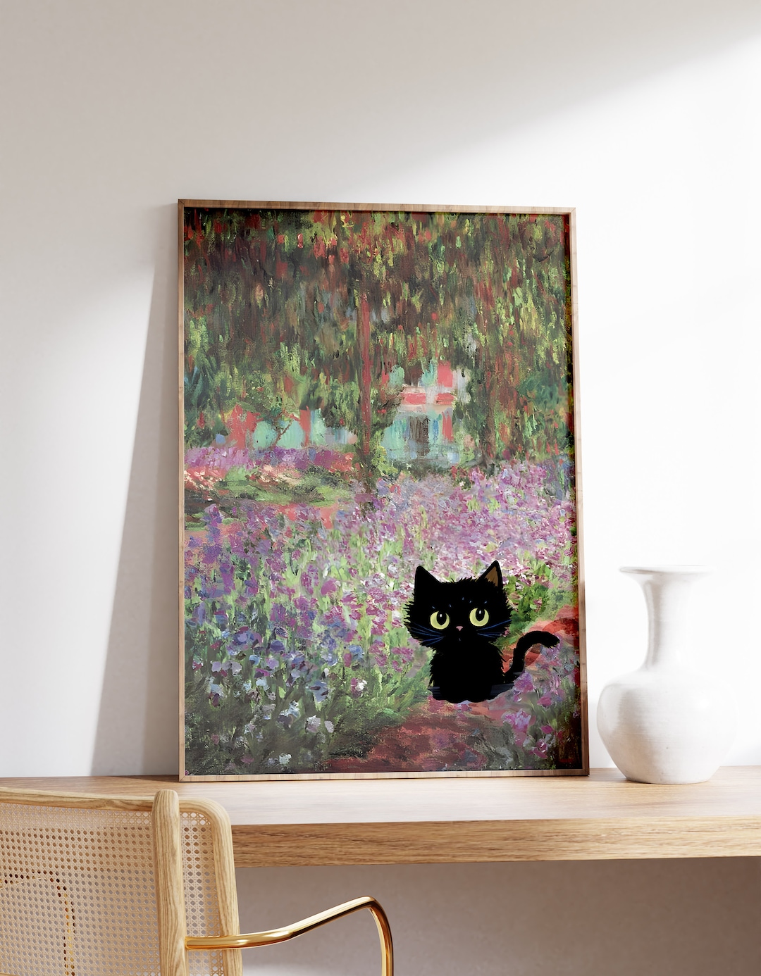 Claude Monet Cat Print | Claude Monet Cat Poster | Black Cat Art ...