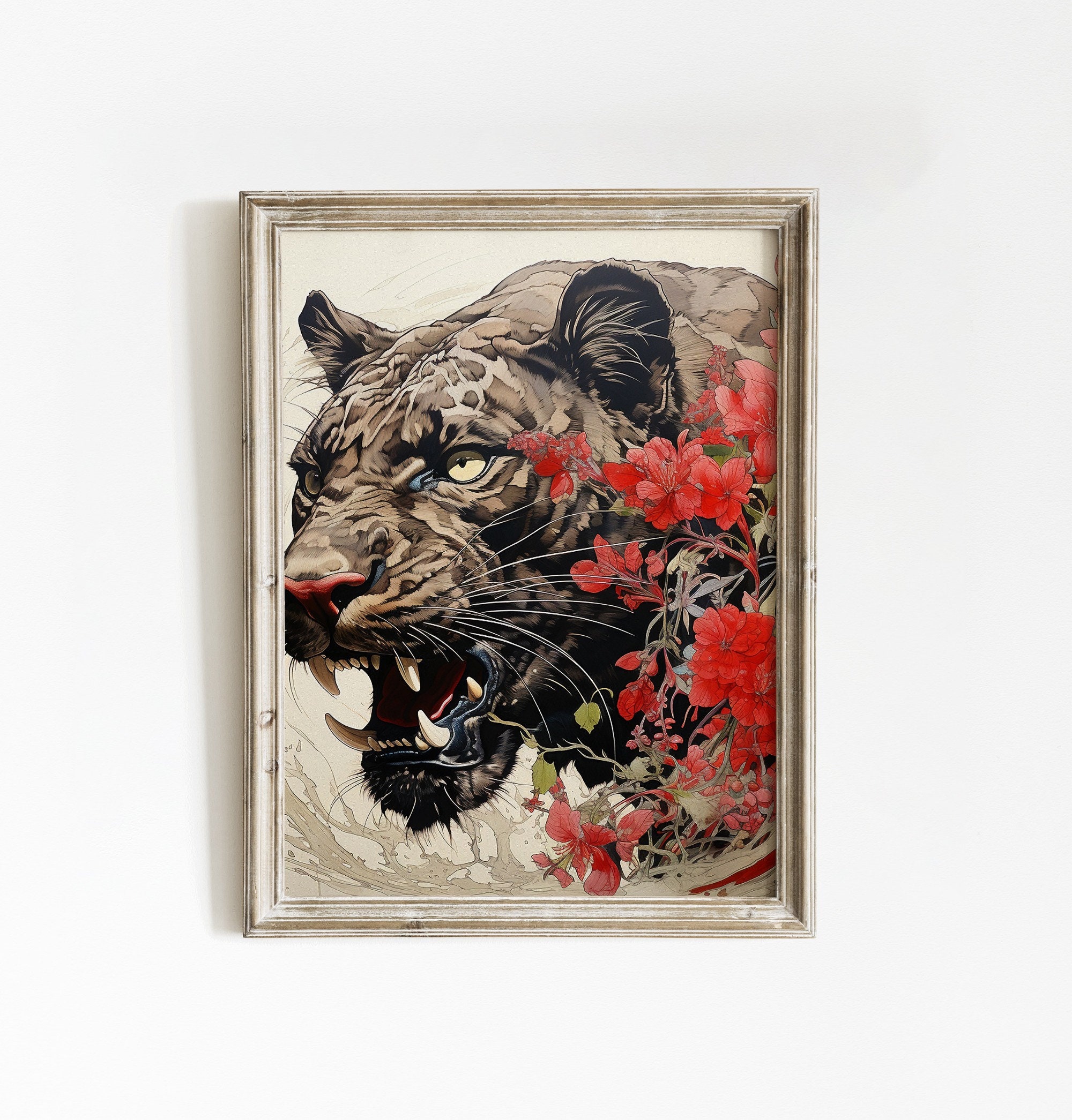 Japanese Panther Poster | Animal Poster | Panther Art Print | Animal ...