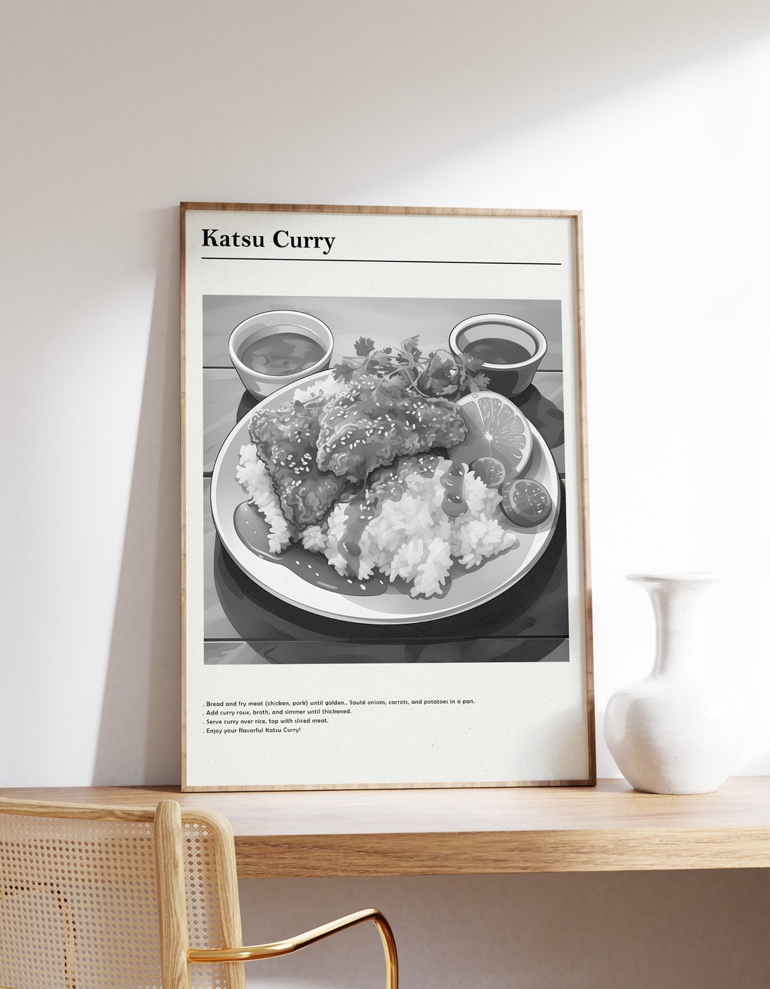 Japanese Food Print | Katsu Curry Art Poster | Kitchen Decor | Food ...