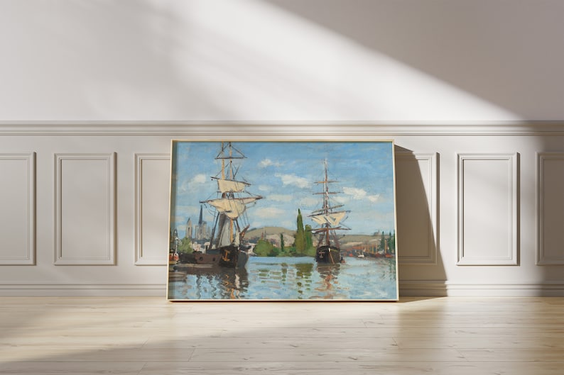 Ship Oil Painting Claude Monet Ships Riding on the Seine - Etsy