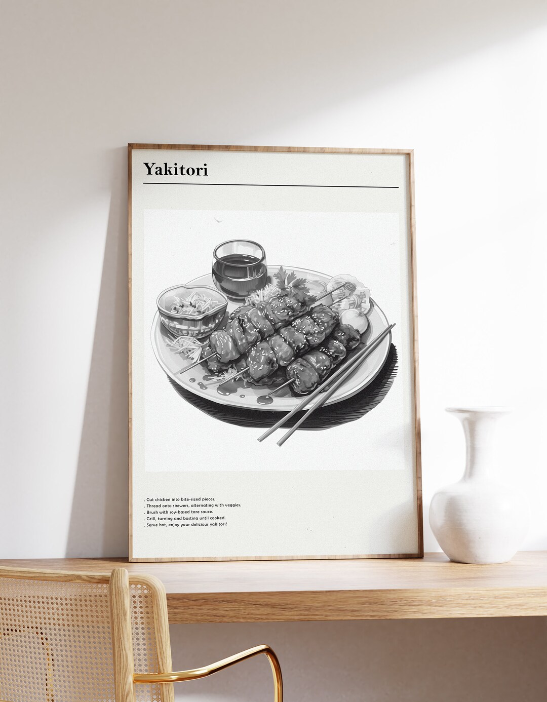 Japanese Food Print | Yakitori Art Poster | Kitchen Decor | Food Gift ...