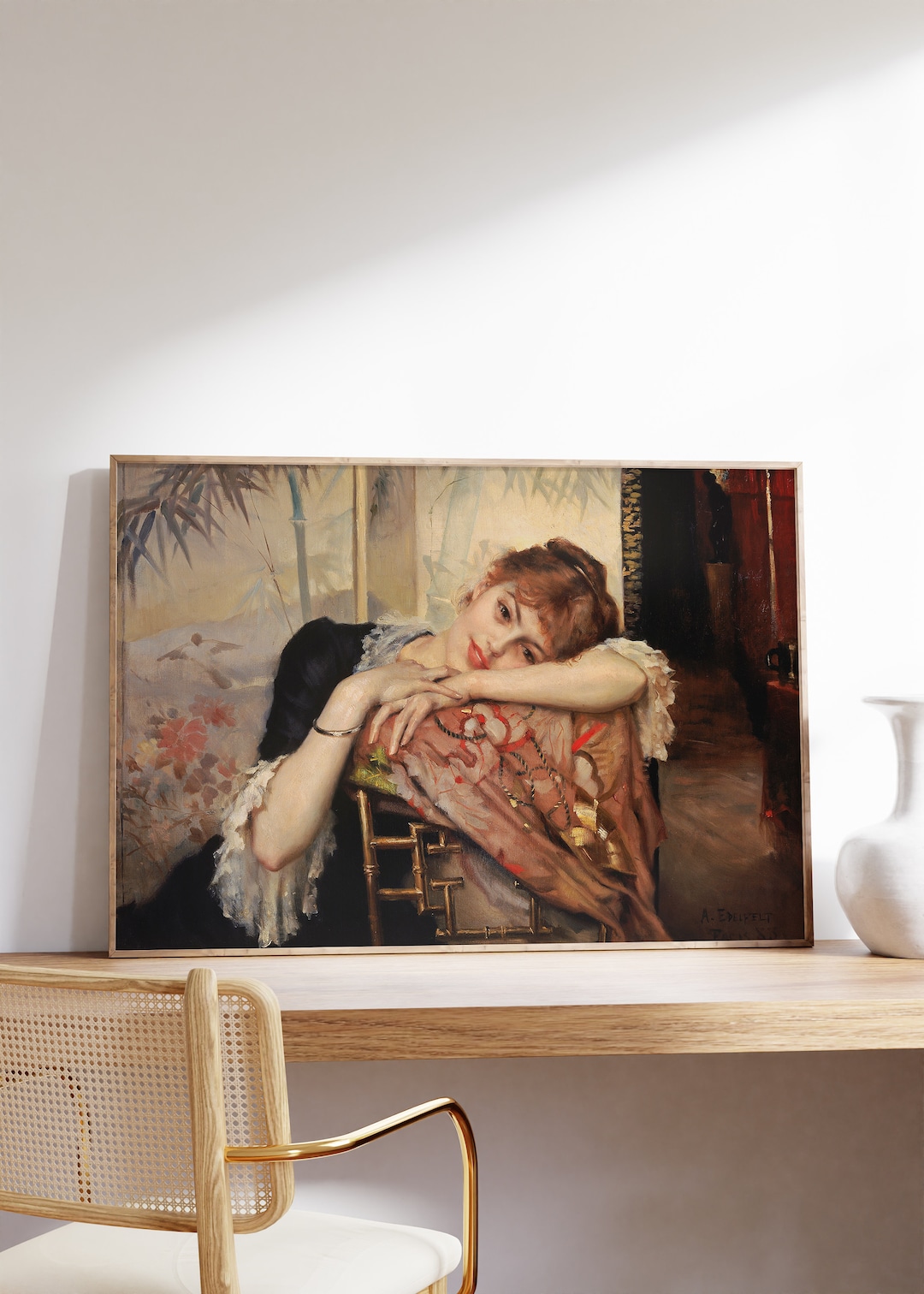 Vintage Beauty Woman Print Female Portarit Painting Moody Poster ...
