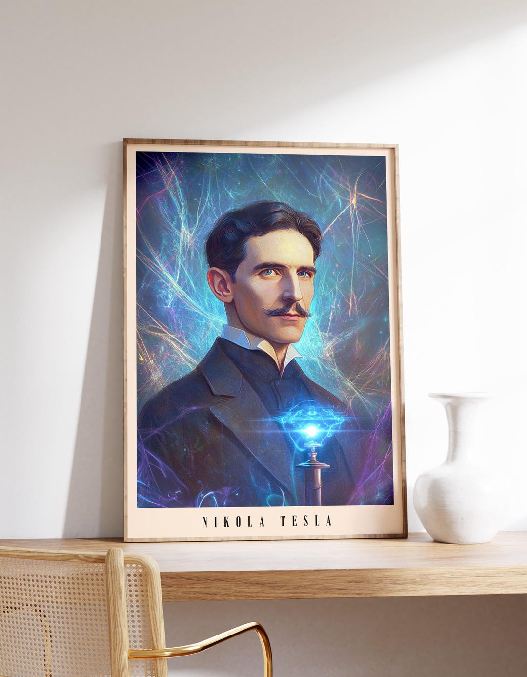 Nikola Tesla Print | Vintage Painting | Historical Decor | Modern Home ...