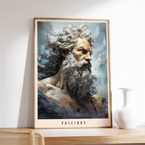 Poseidon Poster | Mythology Poster | Ancient Greece Art | Mythical ...
