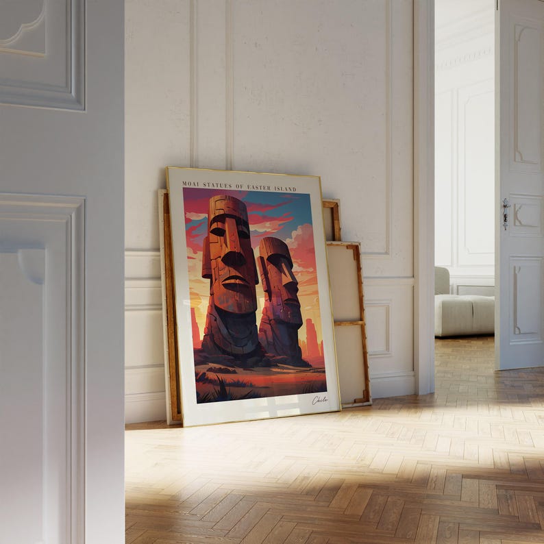 Moai Statues of Easter Island Travel Poster | Chile Travel Decor ...