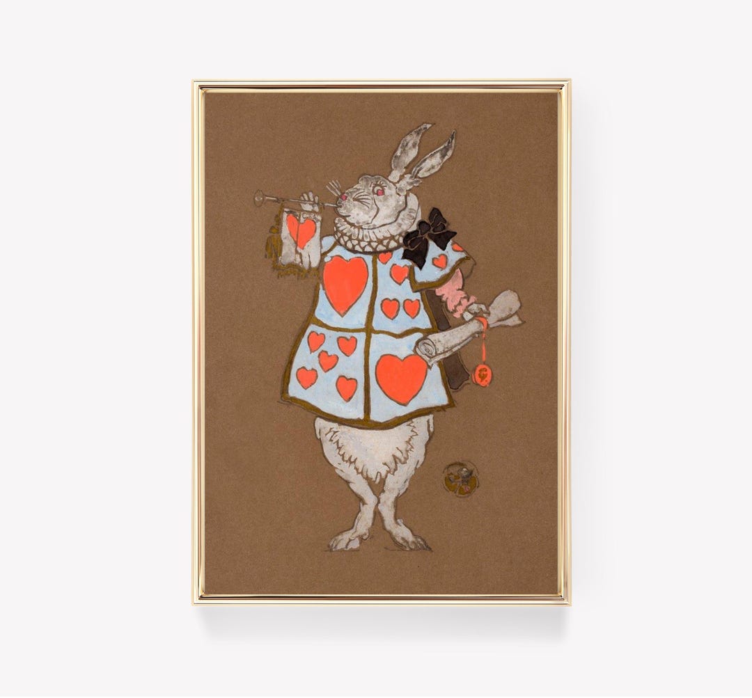 White Rabbit Print | John Tenniel Art | Alice in Wonderland | Trumpet ...