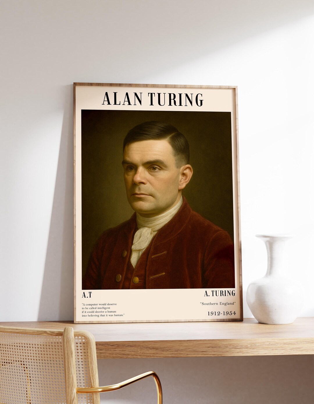 Alan Turing Portrait Print, Codebreaker Art Print, Scientist Wall Print ...