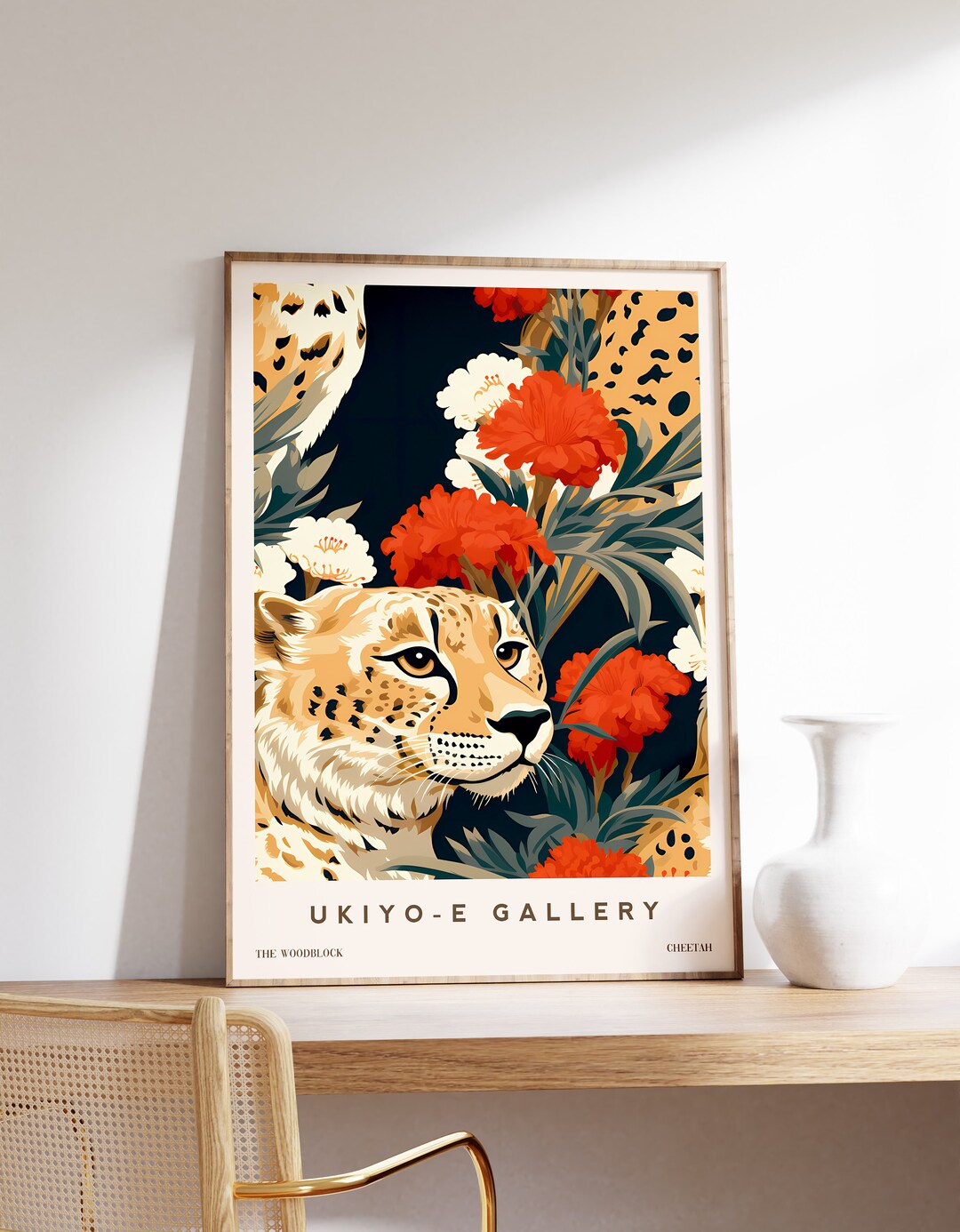 Japanese Modern Print | Cheetah Poster | Vintage Ukiyo-e Art ...