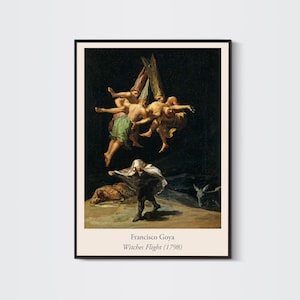 Francisco Goya - Witches Flight (1798) - Exhibition Poster, Beige ...