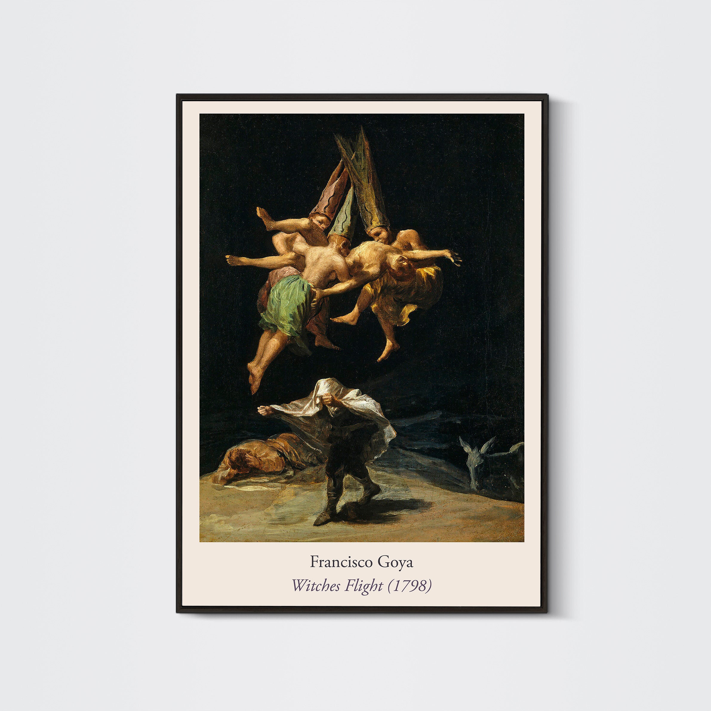 Francisco Goya - Witches Flight (1798) - Exhibition Poster, Beige ...