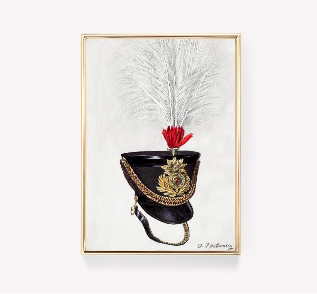 Military Shako Print | Plume Poster | Vintage Hat Art | Antique ...