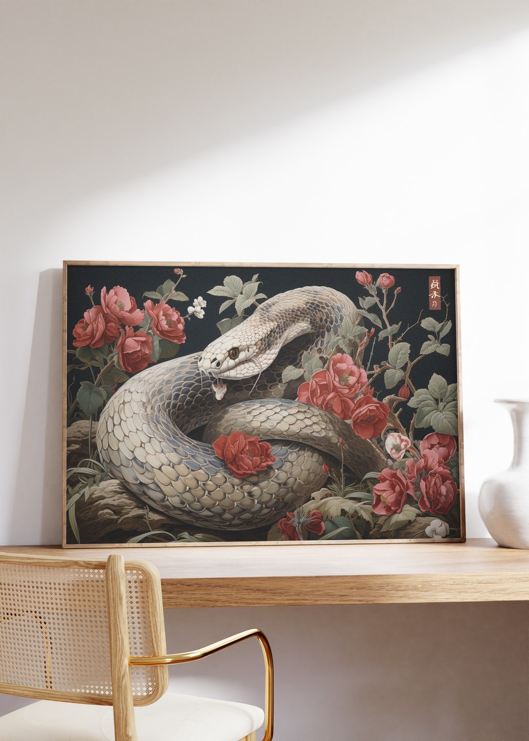Japanese Snake Art Print | Vintage Animal Wall Art | Antique Japanese ...