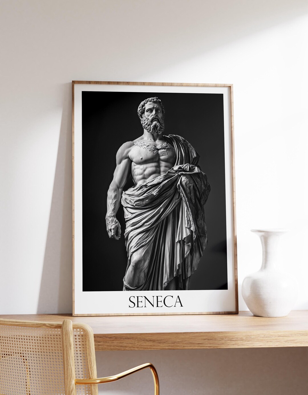 Seneca Sculpture Poster | Roman Philosopher Wall Art | Stoic Wisdom ...