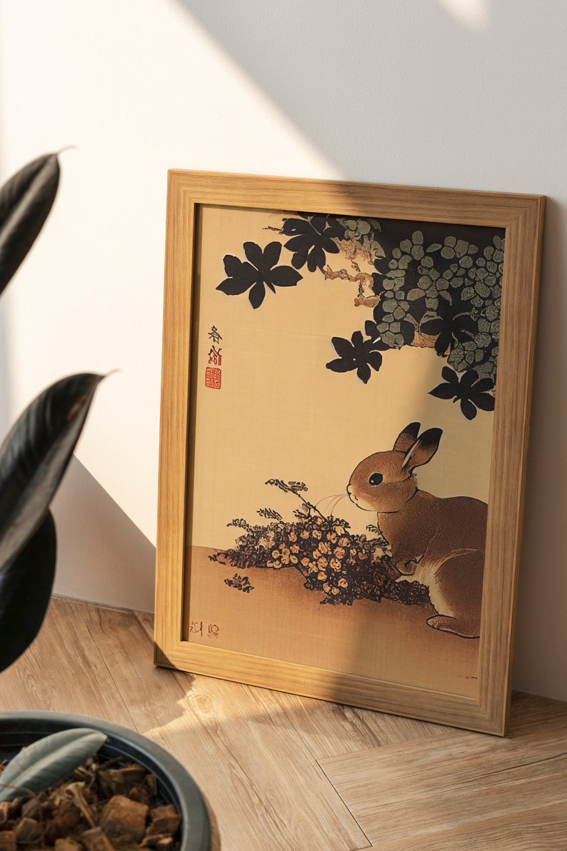 Japanese Rabbit Poster Animal Poster Rabbit Art Print - Etsy