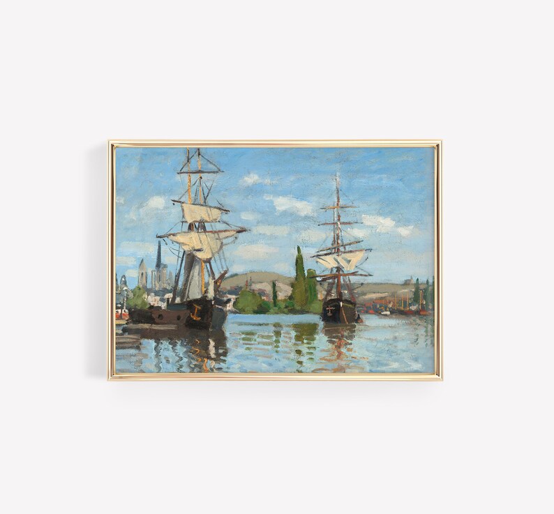 Ship Oil Painting Claude Monet Ships Riding on the Seine - Etsy