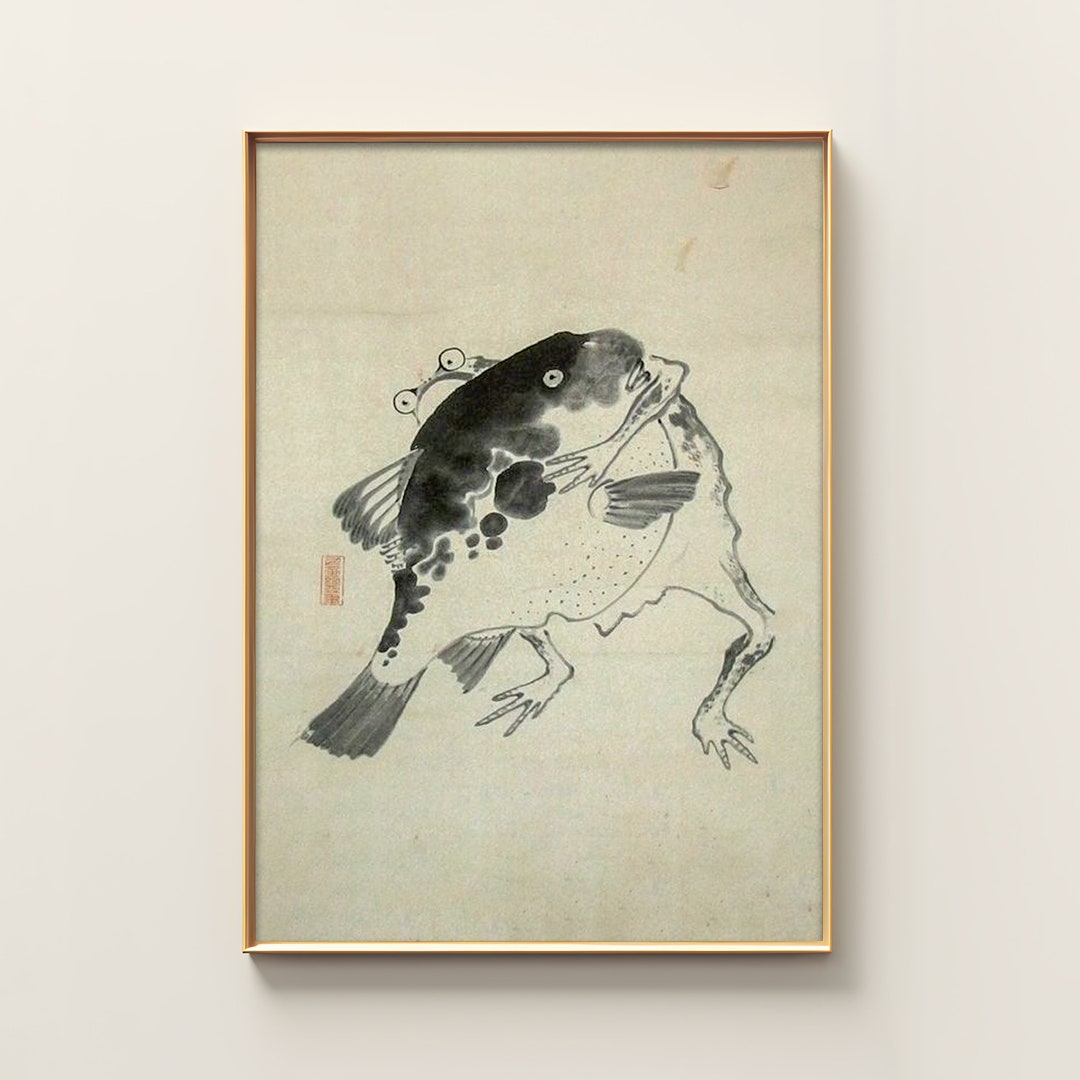Japanese Frog Art Print | Japanese Fish Print | Ukiyo-e Print | Wall ...