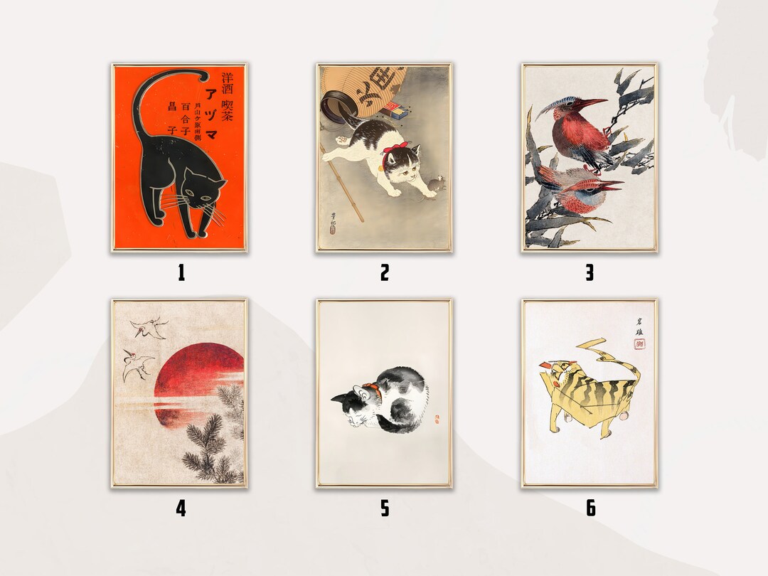 Japanese Cat Print | Japanese Art Print | Japanese Wall Art | Japanese ...