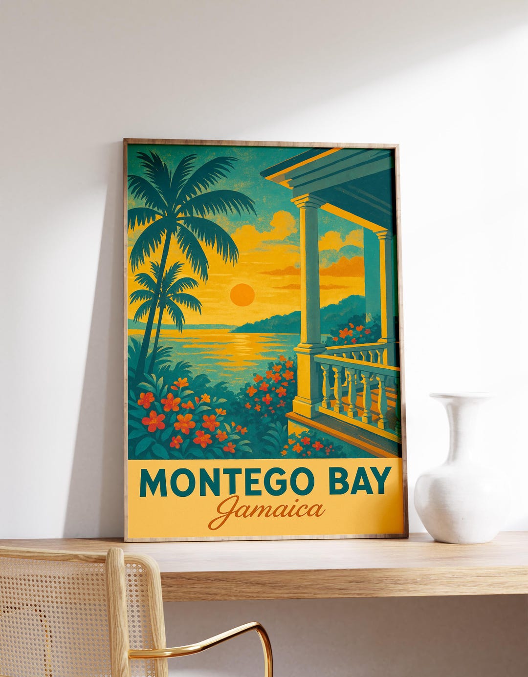 Montego Bay Sunset Poster, Jamaica Wall Art, Tropical Porch View Print ...