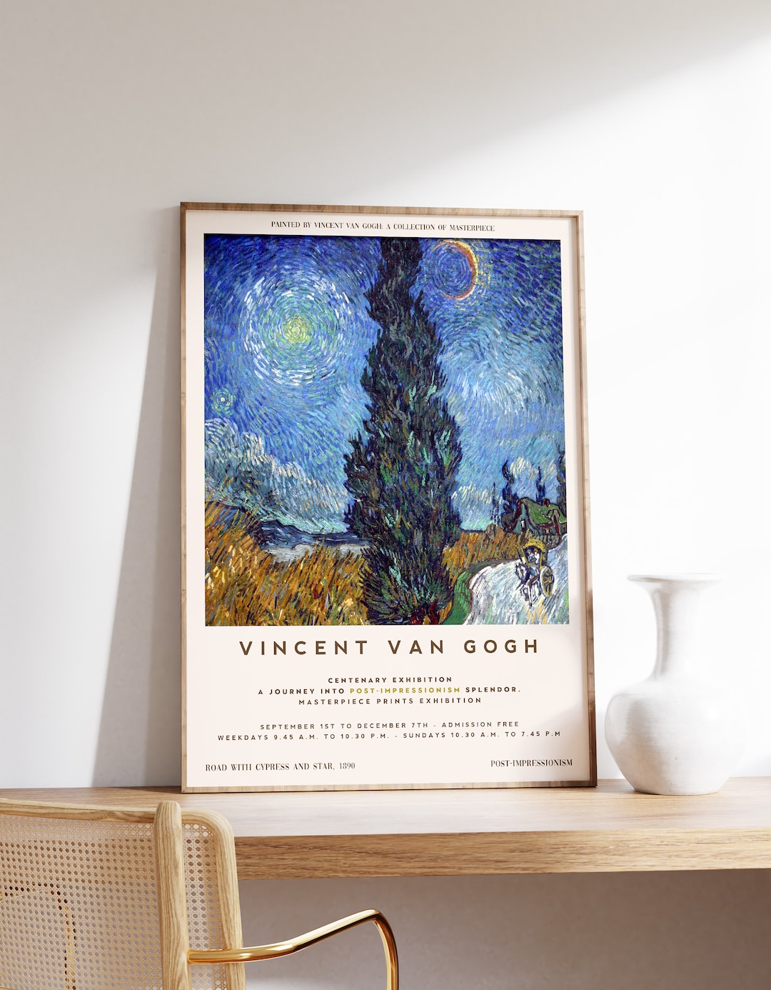 Van Gogh Poster | Road With Cypress and Star | Exhibition Poster | Van ...