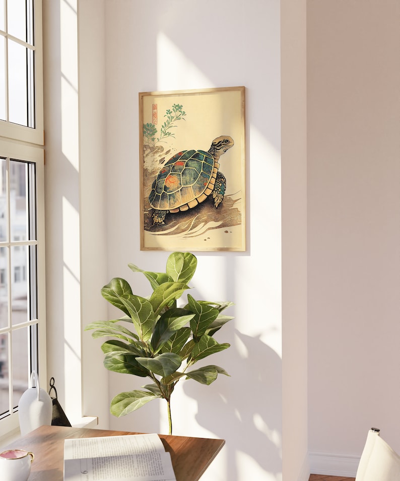 Japanese Turtle Poster | Animal Poster | Turtle Art Print | Turtle Wall ...