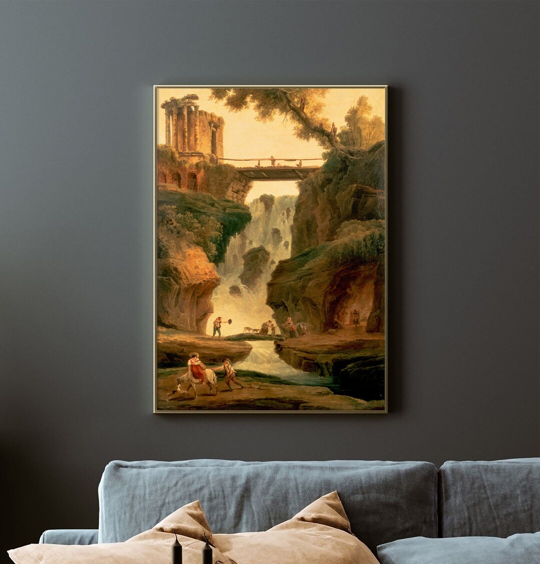 Hubert Robert - Landscape With a Waterfall (1802) - Poster Print Art ...