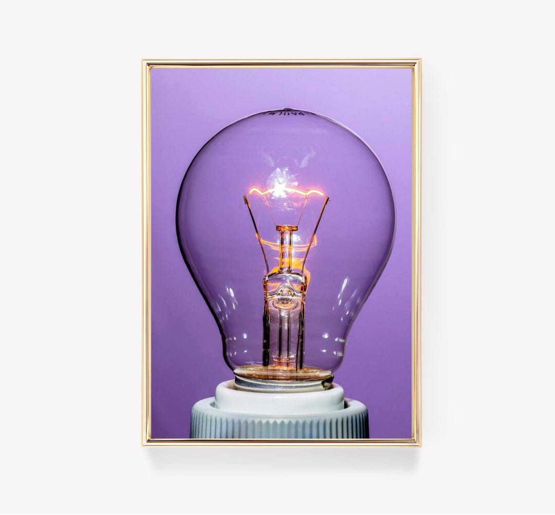 Light Bulb Poster | Purple Background Print | Modern Wall Art ...