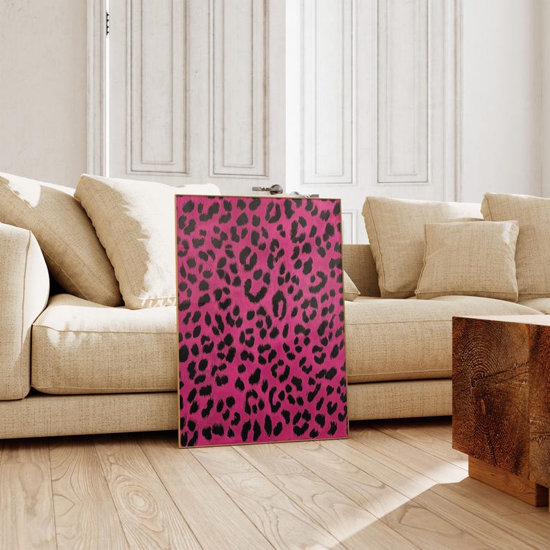 Pink Bedroom Wall Art | Pink Leopard Art | Bold Animal Print | Luxury ...