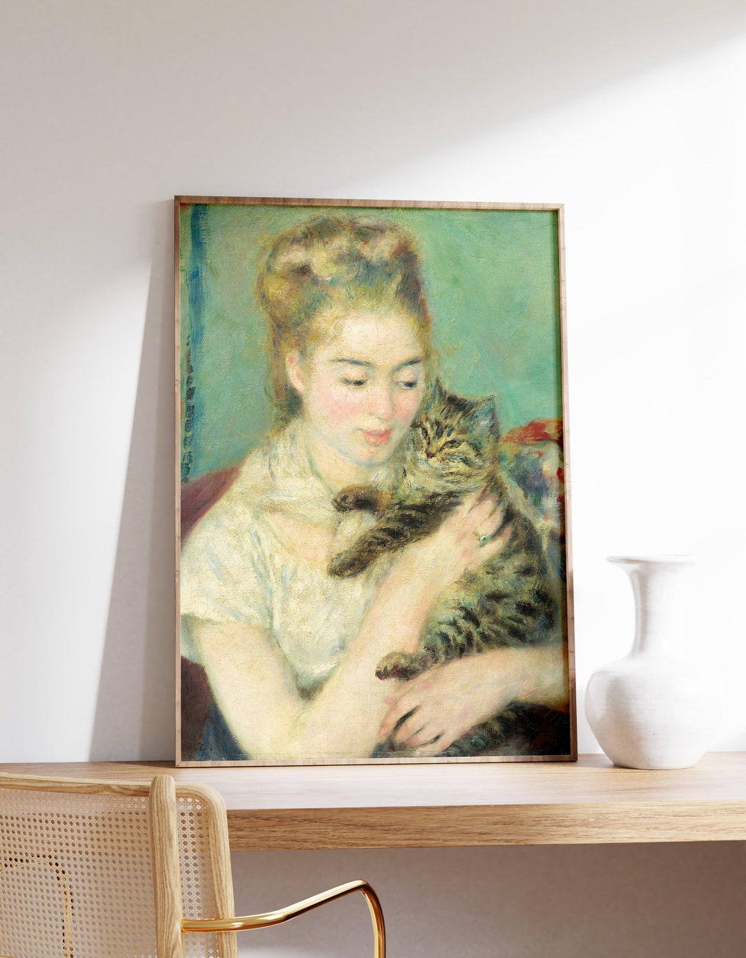 Pierre-auguste Renoir - Woman With a Cat (1875) | Vintage Print, Cat ...
