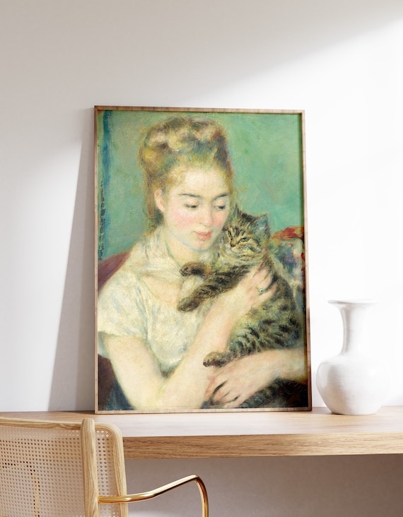 Pierre-auguste Renoir Woman With a Cat 1875 Vintage - Etsy