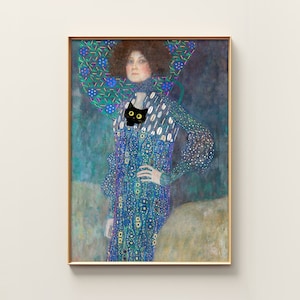 Gustav Klimt Cat Art Print | Klimt Cat Poster | Black Cat Art | Funny ...