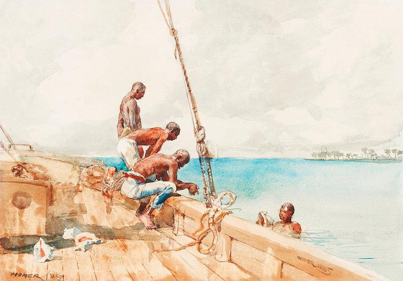 Winslow Homer | the Sponge Divers | 1898 Art Print | Vintage Painting ...