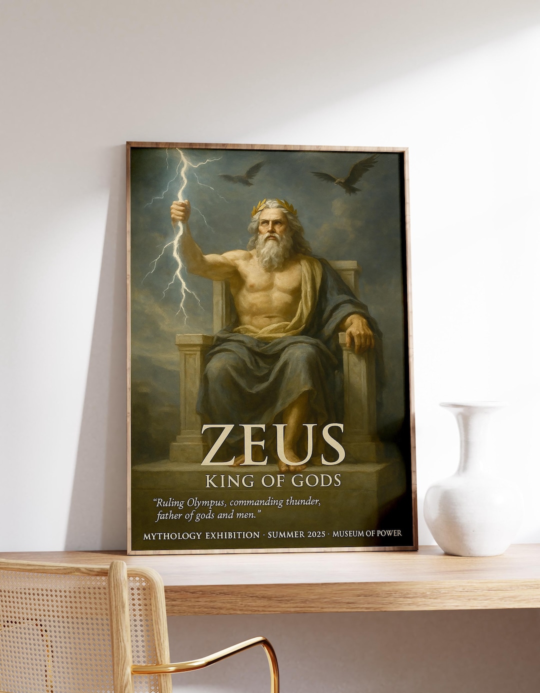 Zeus Greek Mythology Poster, Olympus Wall Art, Zeus Lightning Print ...