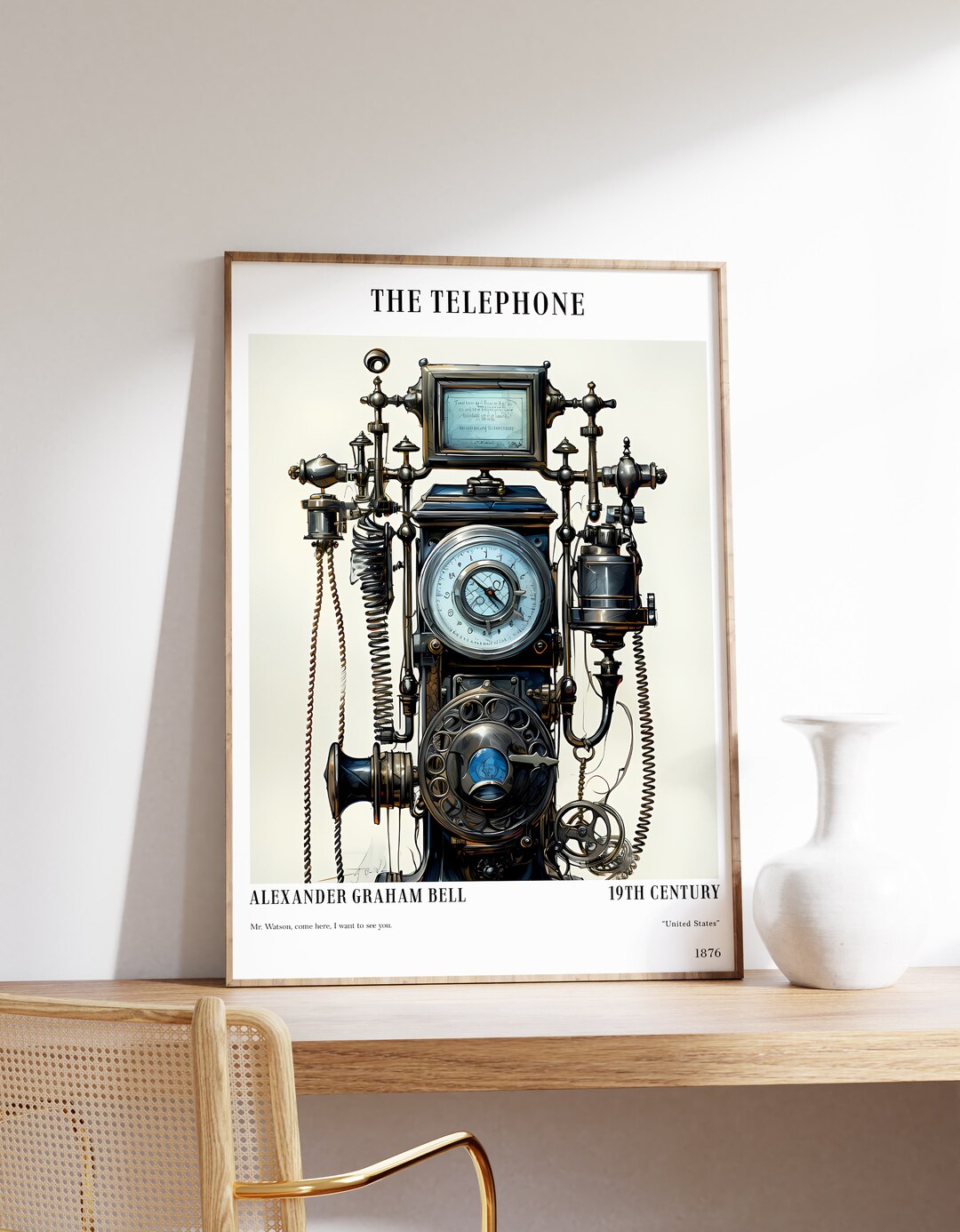 Science Wall Art | the Telephone | Antique Science Painting | Science ...