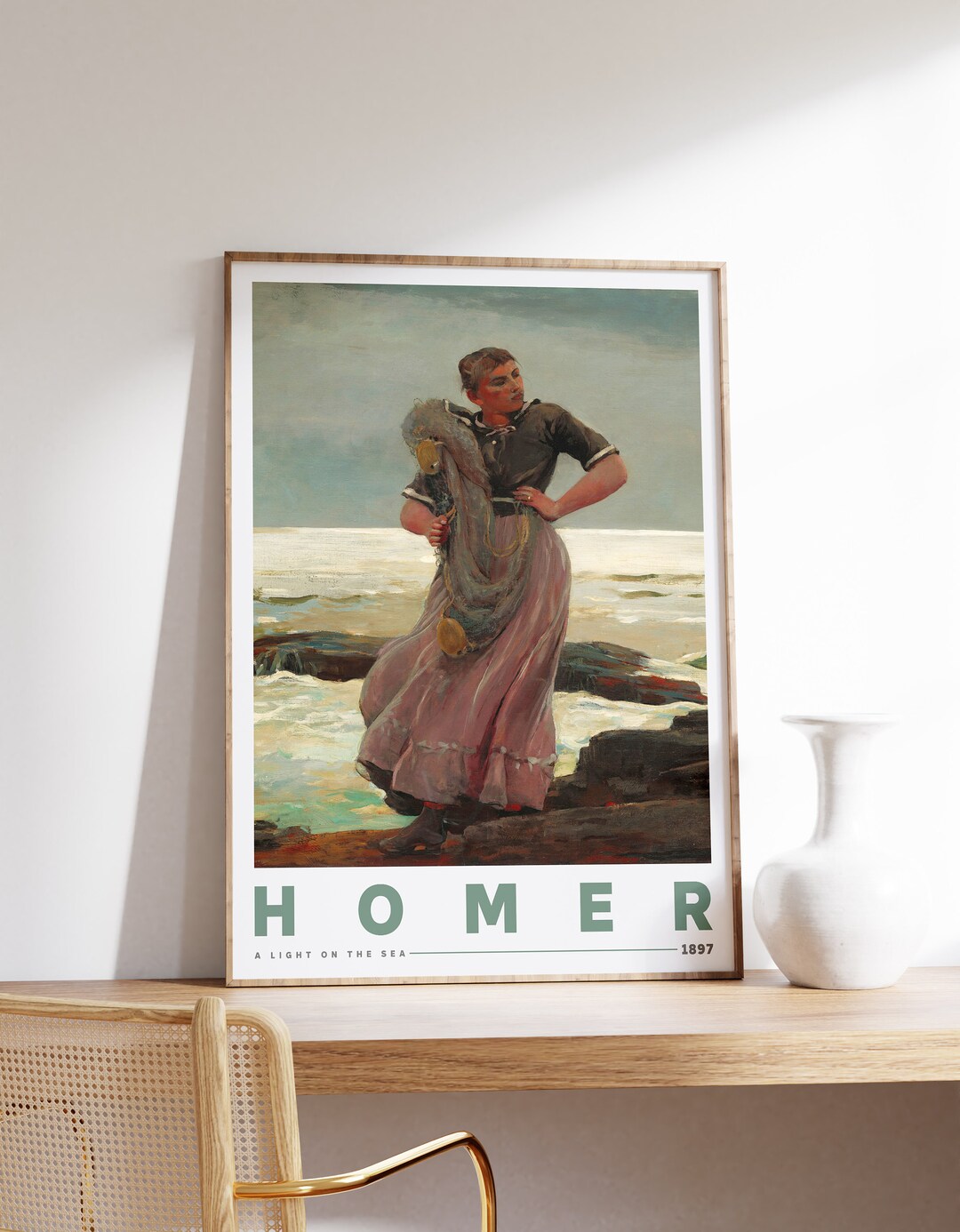 Winslow Homer Print | A Light on the Sea (1897) | Farmhouse Decor ...