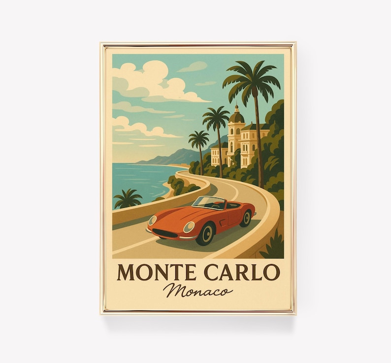 Vintage Monte Carlo Travel Poster Canvas Print Wall Art Decor Monaco ...