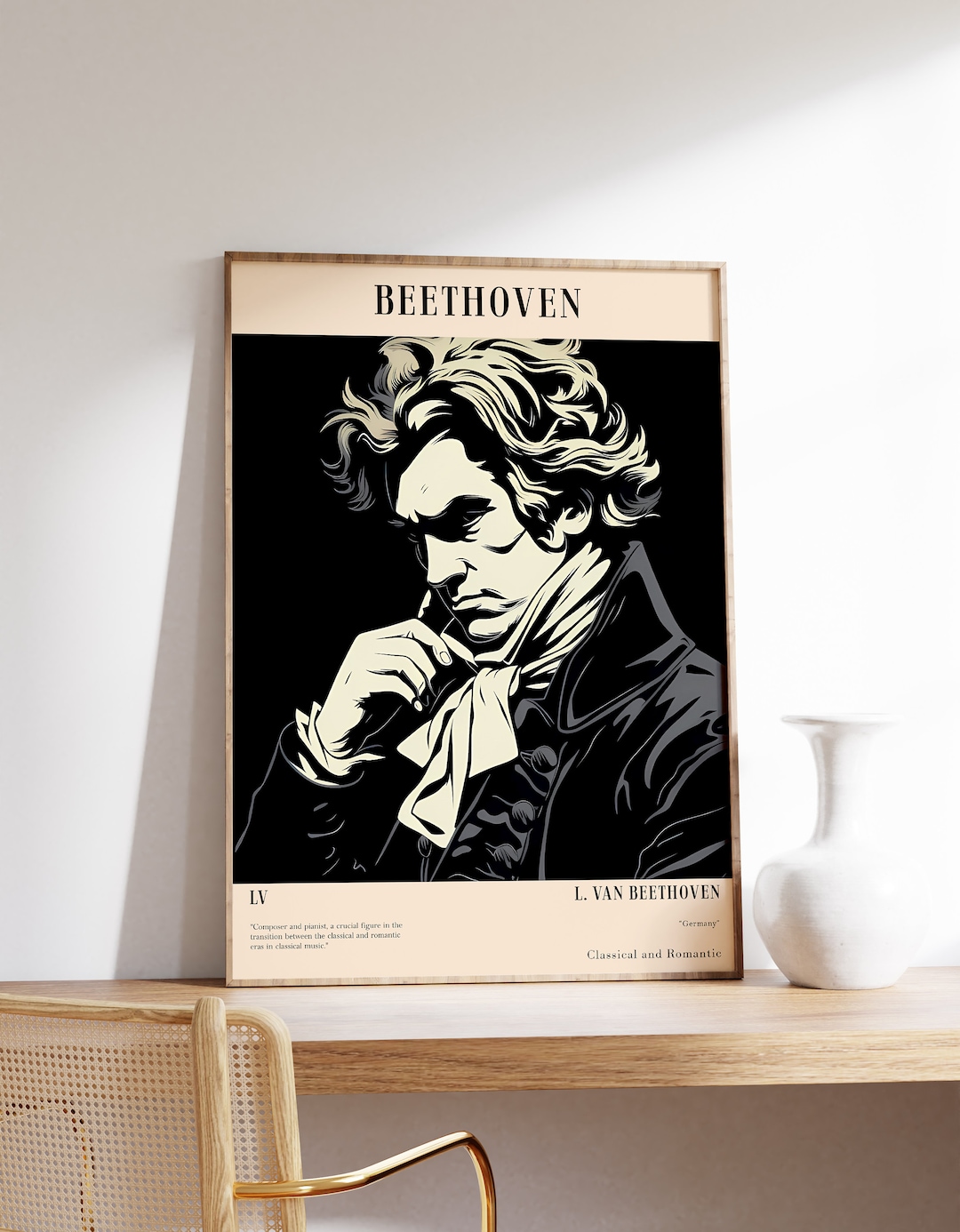 Beethoven Print | Vintage Print | Minimal Wall Decor | Wall Art ...