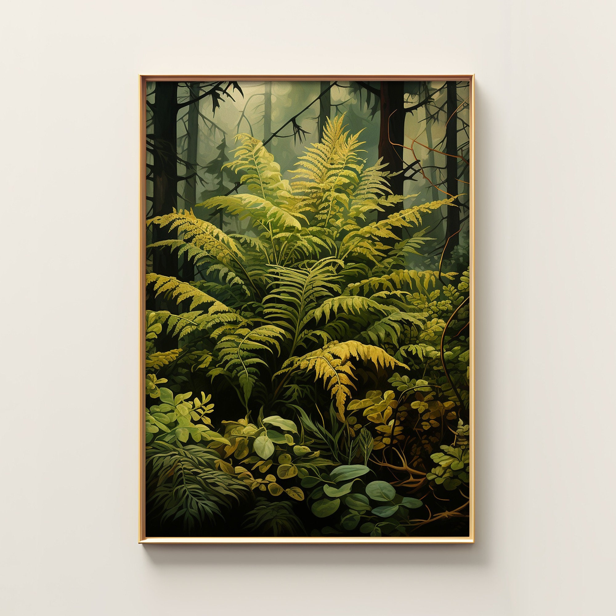 Deep Forest Fern | Cottagecore Wall Art | Moody Floral Print ...