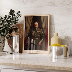 George S. Patton Print | Vintage Painting | Historical Decor | Modern ...