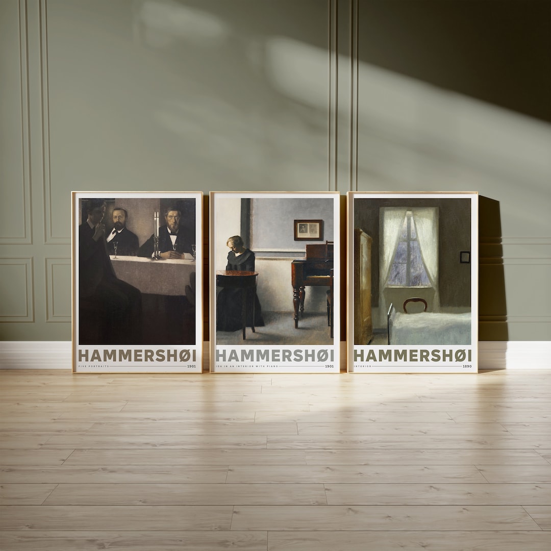 Vilhelm Hammershoi Set of 3 Print | Exhibition Print | Interior Scene ...