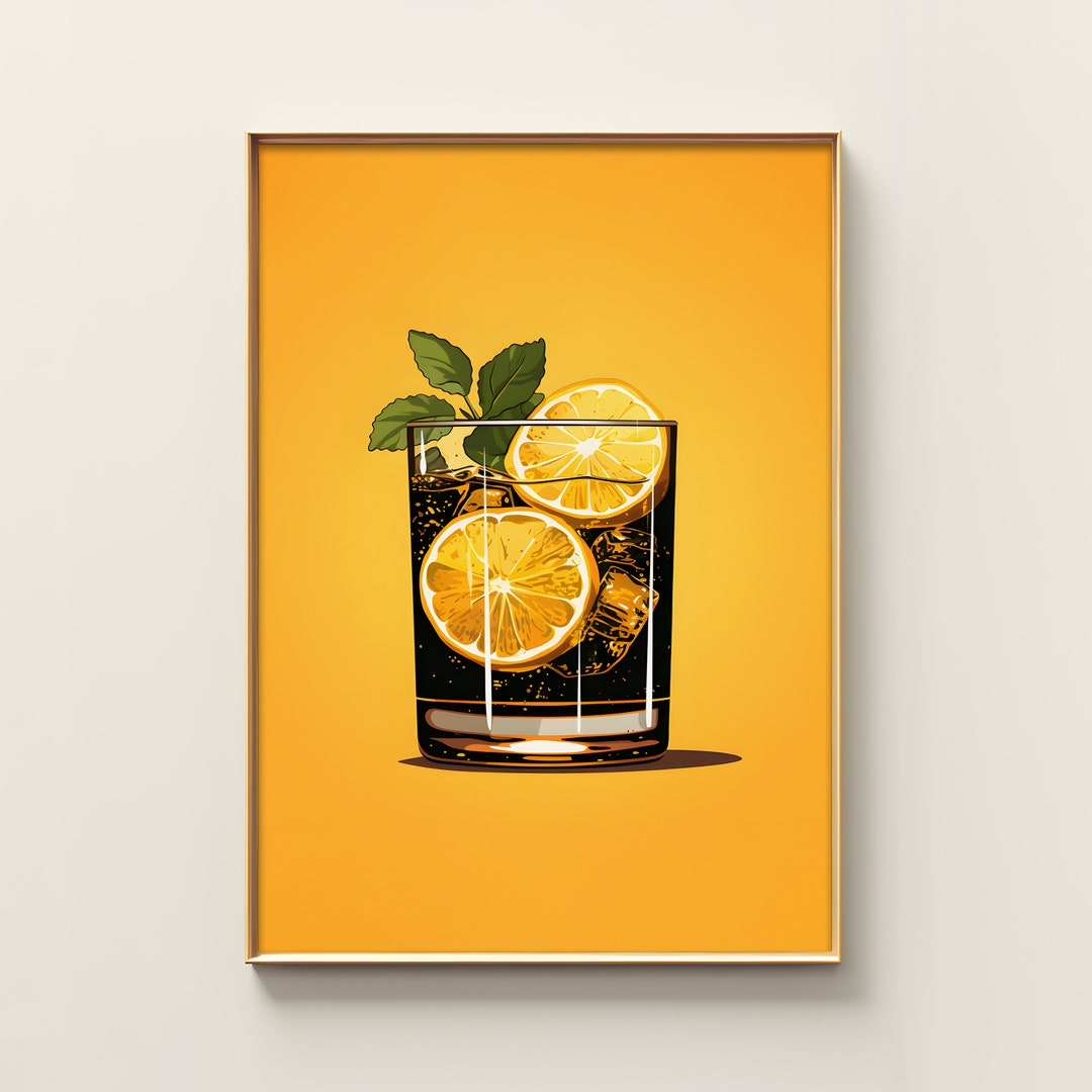 Minimalist Cocktail Art Print Line Art Alcohol Cocktail Print Kitchen ...