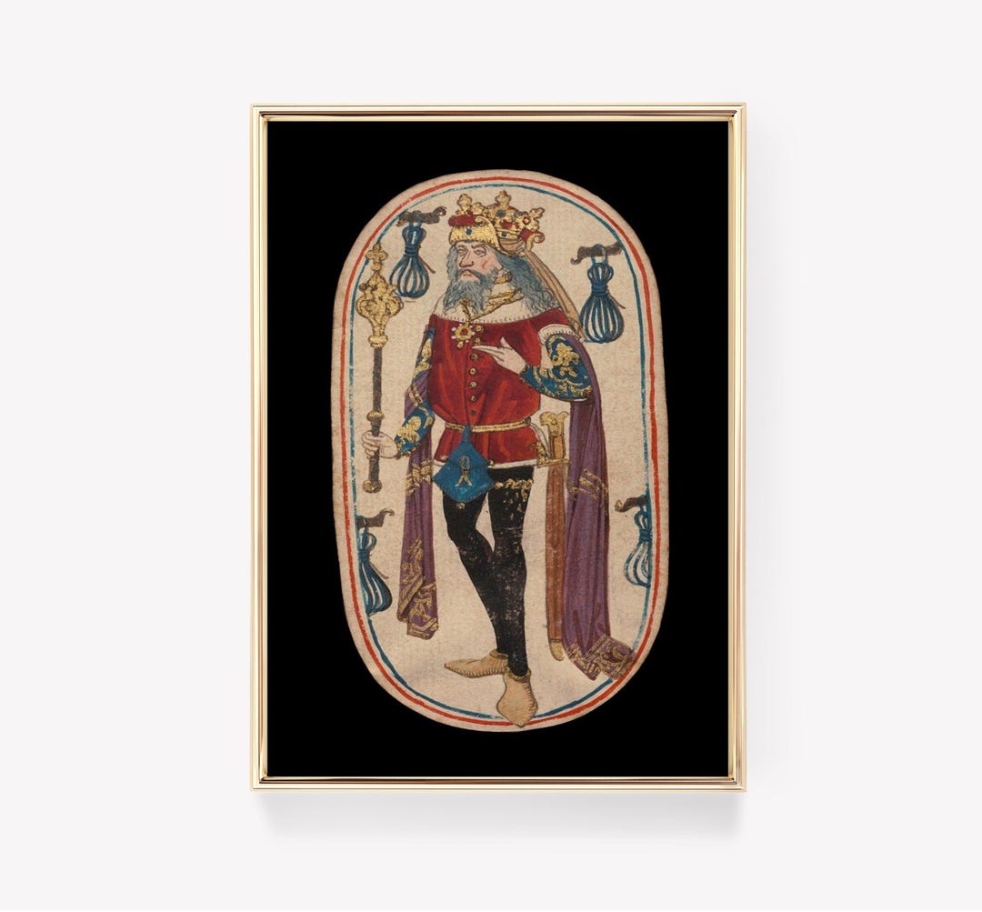 Medieval King Print | Vintage Playing Card | Antique King Art | Wall ...
