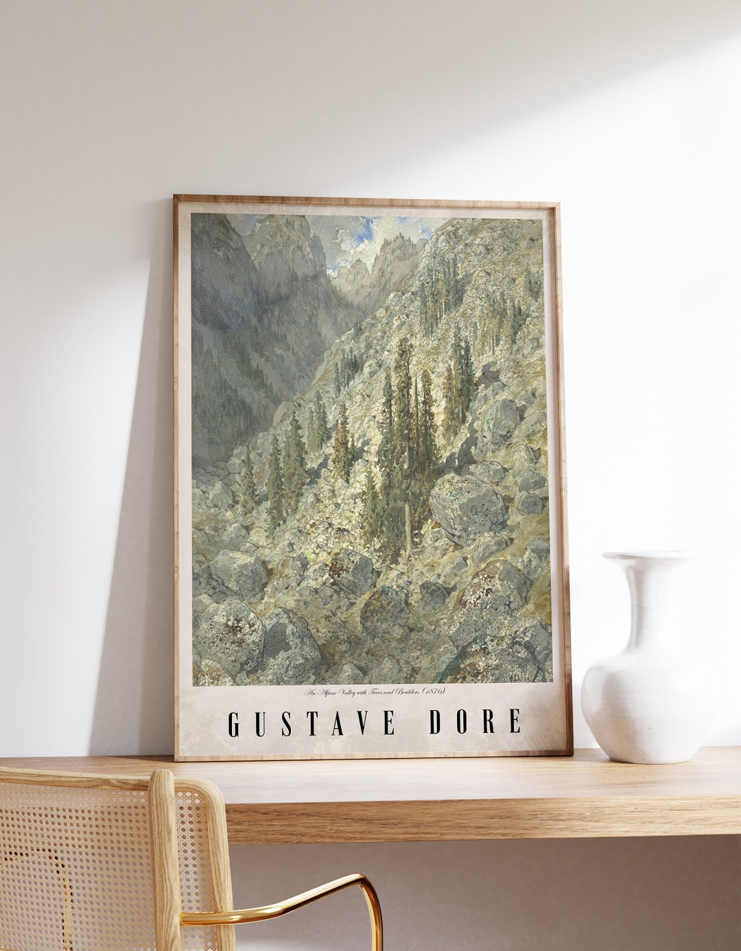 Gustave Dore Prints | an Alpine Valley With Trees and Boulders (1876 ...