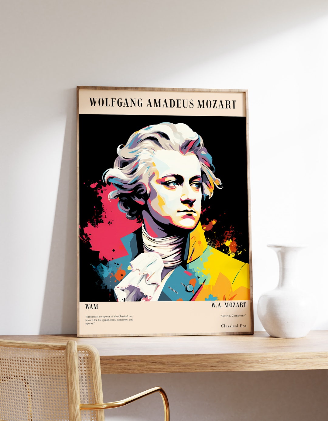 Wolfgang Amadeus Mozart Print | Vintage Print | Minimal Wall Decor ...